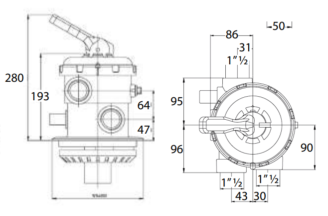 Vanne TOP de piscine 1" 1/2, New Génération ASTRAL